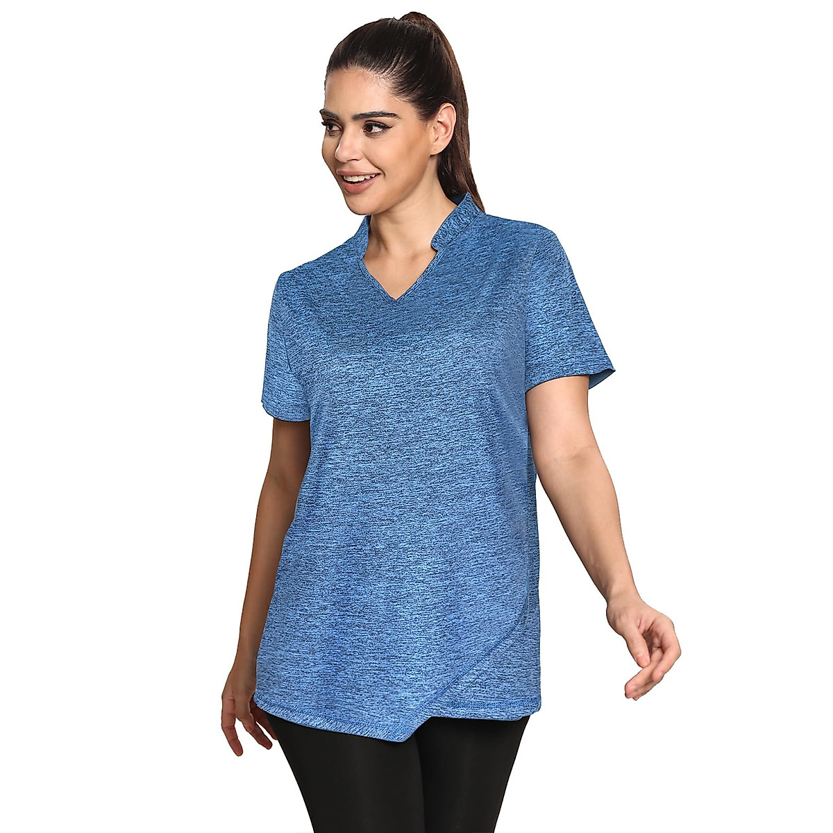 MISS FORTUNE Women's Polo Shirts, Golf V-Neck Workout Tops, Moisture Wicking Ladies Golf Shirt Loose Fit for Tennis Yoga