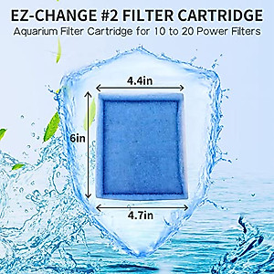 10-20 Gallon Aquarium Filters EZ-Change #2 Filter Cartridge fit Aquarium Filter Cartridge 10 to 20 Power, for Healthier Fish (6 Pcs)