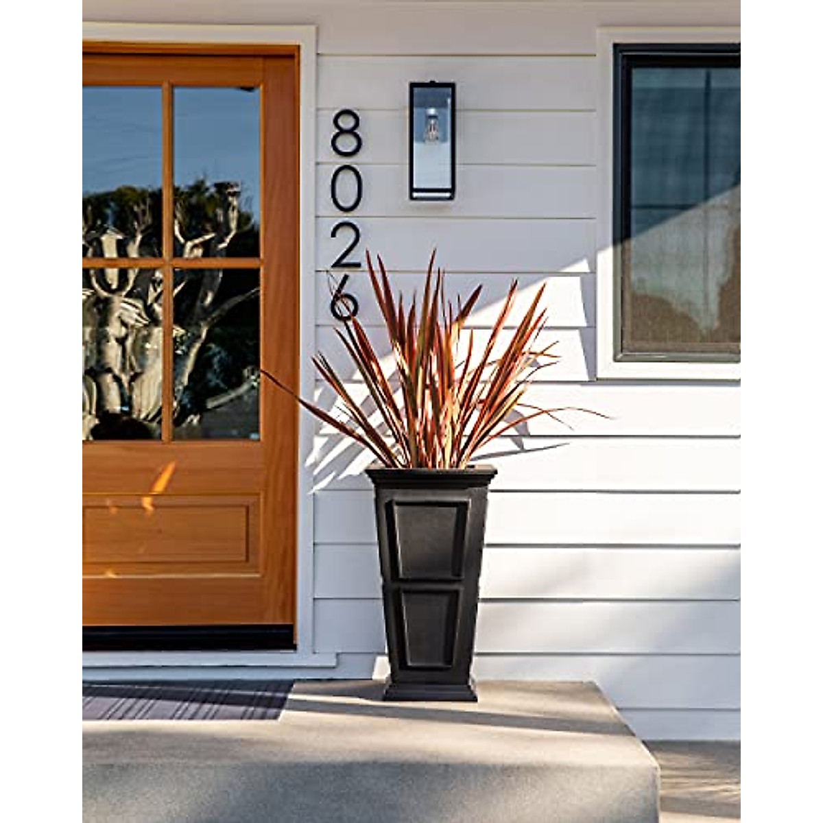Veradek Fairmont Tall Plastic Planter - Large Outdoor Planter for Front Porch | Crack Resistant All-Weather Use | Classic Estate Design for Tall Plants, Flowers, Trees