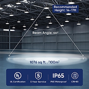 CINOTON 42W LED Barn Light Dusk to Dawn Outdoor Lighting, Black 1 Pack & 160W LED High Bay Lights 2 Pack