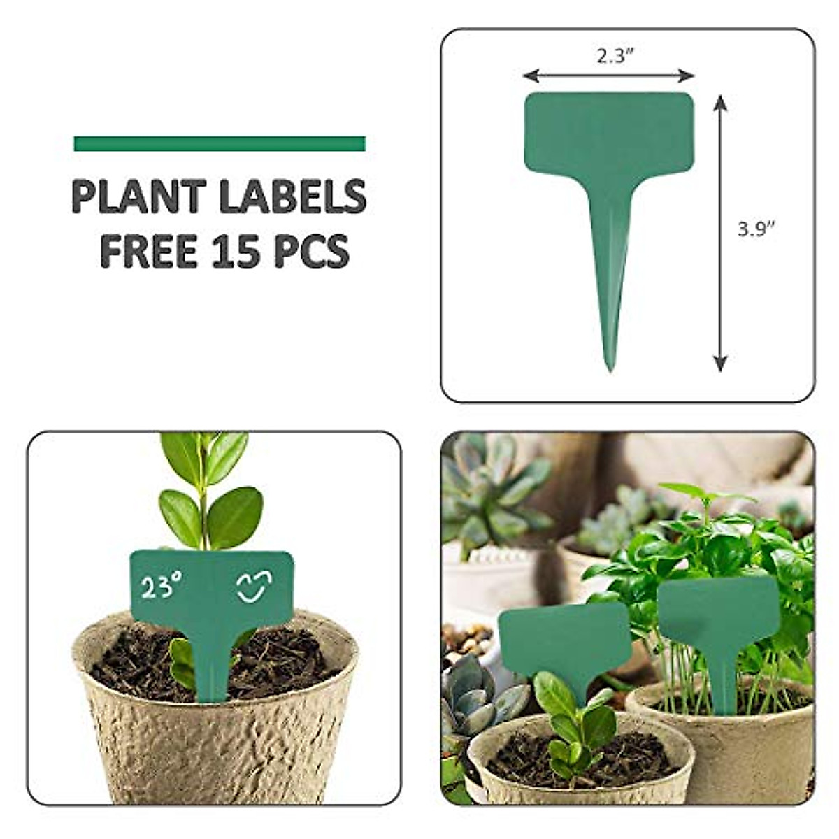 GROWNEER 120 Cells Peat Pots Seed Starter Trays, 12 Packs Biodegradable Seedling Pots Germination Trays, Organic Plant Starter Kit with 15 Pcs Plant Labels