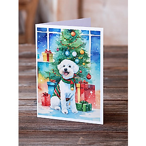 Caroline's Treasures DAC3369GCA7P Bichon Frise Christmas Greeting Cards Pack of 8 Blank Cards with Envelopes Whimsical A7 Size 5x7 Blank Note Cards