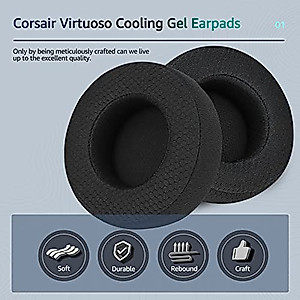 Wzsipod Specialized Replacement Earpad for Corsair Virtuoso Gaming Headset, Corsair Virtuoso Earpads Replacement with Smooth Fabric & High-Density Memory Foam, Sound Isolation (Classic Black)
