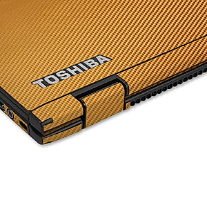 Skinomi Gold Carbon Fiber Full Body Skin Compatible with Toshiba Satellite Radius (2015, 14 inch)(Full Coverage) TechSkin with Anti-Bubble Clear Film Screen Protector