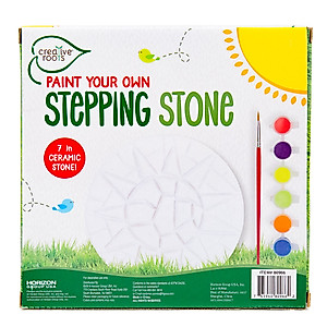 Creative Roots Mosaic Sun Stepping Stone Kit, Includes 7-Inch Ceramic Stepping Stone & 6 Vibrant Paints, DIY Garden Stone for Kids Ages 6+, Multicolor