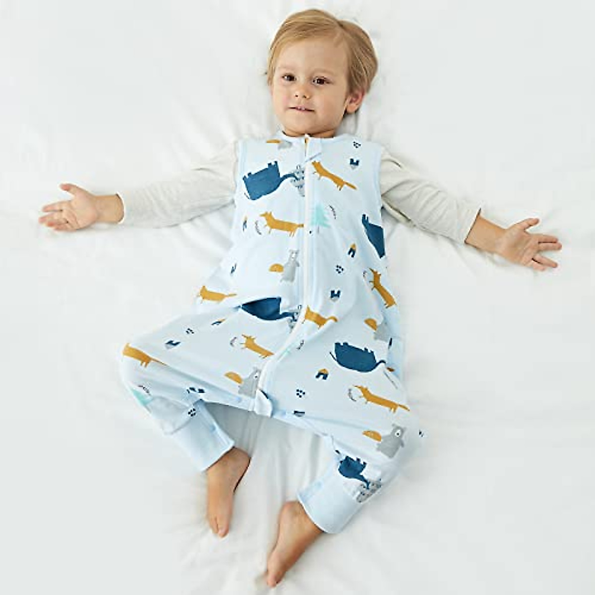 Duomiaomiao Baby Sleep Sack, Summer Toddler Sleeping Sack with Feet 2t-3t, 0.5 TOG Lightweight Cotton Baby Wearable Blanket for Early Walkers, 12months-4T