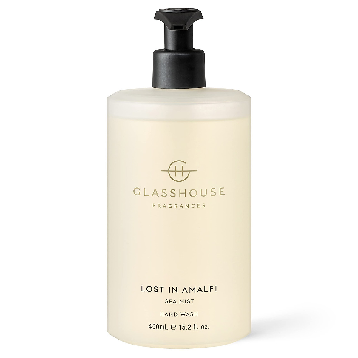 Glasshouse Fragrances Lost In Amalfi Hand Wash, Rich in Aloe Vera & Vitamin E, Soothing & Moisturizing, Sea Mist Scent, 15.2 Fl Oz (450mL)