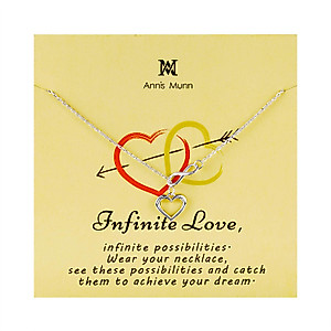 AM ANNIS MUNN Infinite Heart Necklace - 925 Sterling Silver Heart Necklaces for Women Gifts for Wife Women on Birthday Womens Jewelry Necklace