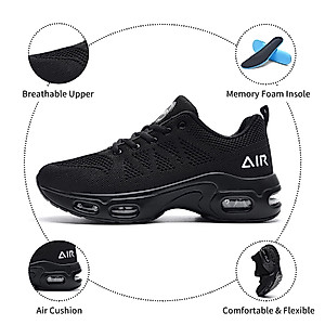 HuJAT Women’s Air Running Shoes Walking Tennis Fashion Sneakers Casual Comfortable Breathable Jogging Shoes Black