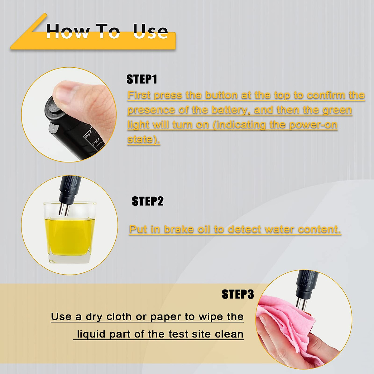 Brake Fluid Liquid Tester Pen,2PCS DOT 3 DOT 4 DOT 5.1 Brake Fluid Liquid Tester Pen, Car Diagnostic Testing Tool with 5 LED Indicators, Hydraulic Fluid Liquid Oil Moisture Analyzer