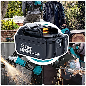 Cruruakku 18V Lithium Battery Replace for Ma 18V Battery 5.0Ah Compatible with BL1830B BL1850B BL1840B BL1860B BL1815B Ma Batteries