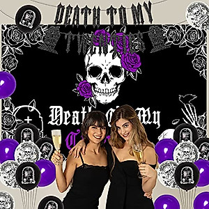 Death to My 20s Dirty 30 Birthday Decorations, Rip to My 20s Birthday Decorations, Black and Purple Balloons, Number 30 Balloon, Death to My 20s Banner Cake Topper Backdrop, Cupcake Toppers