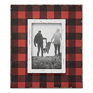 Foreside Home & Garden Red Buffalo Plaid 4x6 Inch Wood Decorative Picture Frame