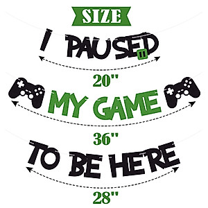 Purp Pie I Paused My Game To Be Here Banner Glitter Gamer Theme Party Decoration Sign Kids Children Boys Video Game Birthday Parties Supplies