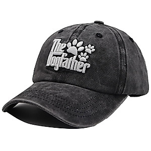 Dog Dad Gifts for Men, Embroidered The Dog Father Paw Hat, Adjustable Washed Denim Father's Day Pet Lovers Baseball Cap for Daddy Papa