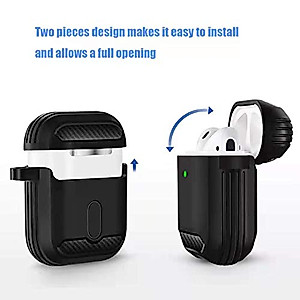 OETKER Compatible with Airpods Case Cover for Men with Keychain, Full-Body Shockproof Protective Airpod 2 Case Skin Accessories Air Pod Case for Airpods 2 & 1, Black