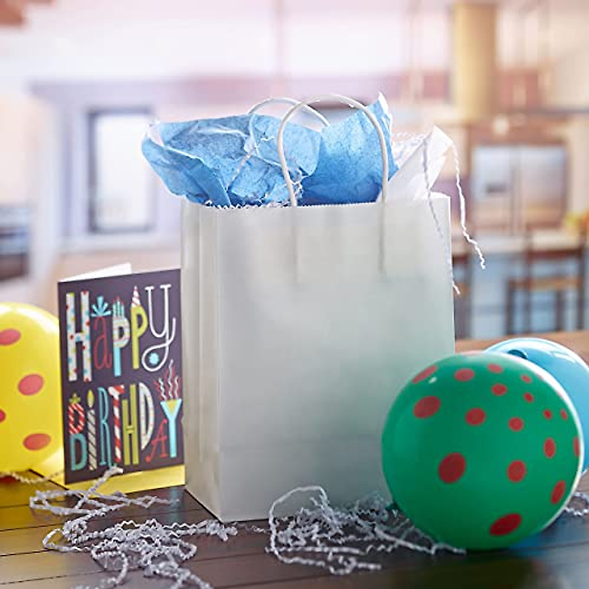 White Kraft Paper Bags with Handles Bulk - Gift Bags Medium Size for Paper Shopping Bags, Party Bags, and Bags for Small Business (8"x4.75"x10" - White Gift Bags Bulk Medium Size 100 Bags)