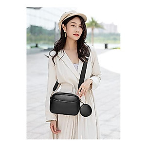 Women Little Crossbody Bag with Small Coin Purse, Wide Strap, Card Holder, Cute Tassel, Pockets