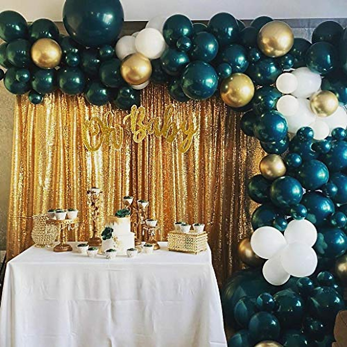 Sequin Backdrop Curtain Gold Sparkly Drapes 4 Panels 2ftx8ft Wedding Ceremony Backdrop Glitter Shimmer Fabric Backdrop Background