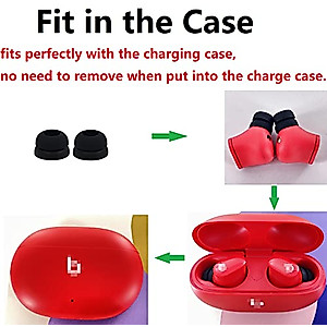 JNSA Ear Tips Compatible with Beats Studio Buds, 6 Pairs Double Flange Silicone Eartips Earbuds Earplug Ear Cap Replacement for Beats Studio Buds, S/M/L Size (Black) DF6PB