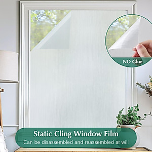 Coavas Window Privacy Film Static Cling, Non-Adhesive Removable Privacy Window Film, Frosted Glass UV Blocking Window Tint for Home, Office, Bathroom (Silver 17.5 x 78.7 in)
