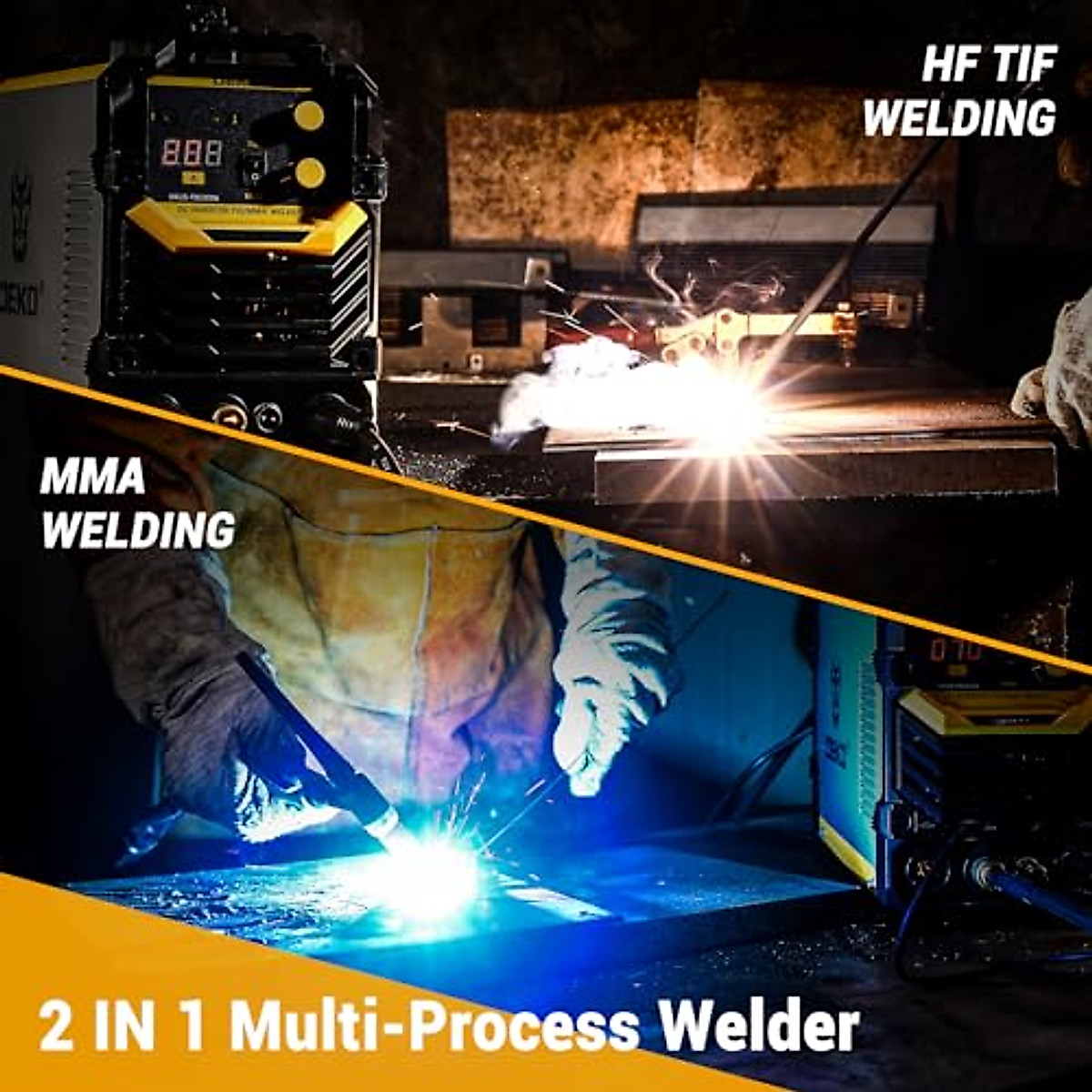 DEKOPRO TIG Welder 200A High Frequency 110/ 220V Dual Voltage Welder Machine, TIG/Stick/Arc 2 in 1 Welding Machine