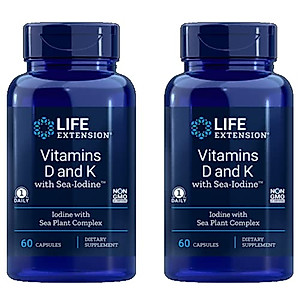 Life Extension Vitamins D and K with Sea-Iodine 60 Capsules (2pack)
