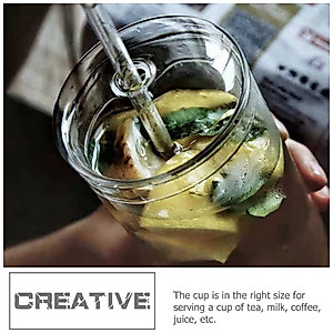 Hemoton 3pcs Drinking Glasses Tumbler with Straw and Lid, 15OZ Glass Cups Ice Coffee Cup Tumbler Cup Great for Smoothie Soda Boba Tea Cocktail, Christmas Gifts for Women Man