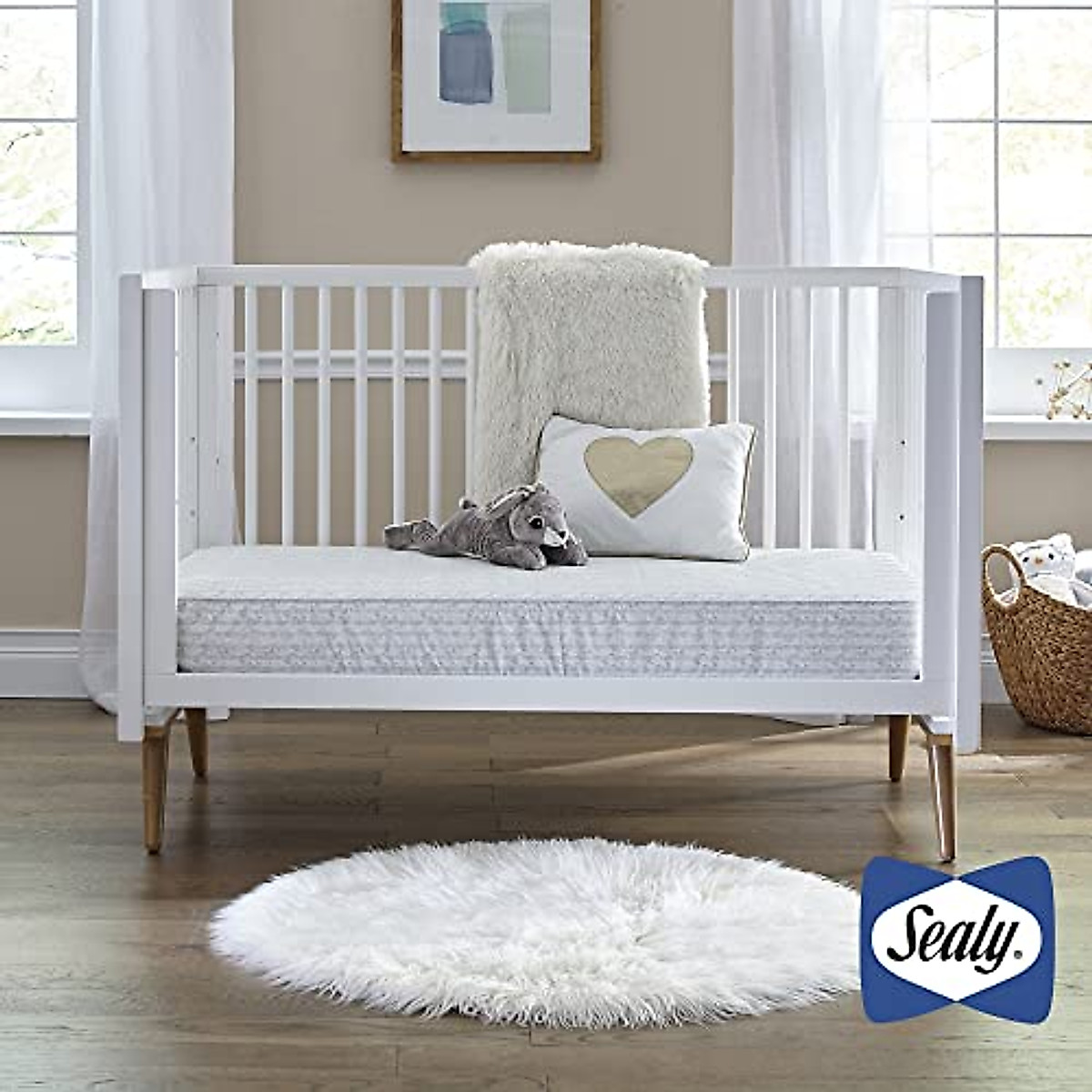 Sealy Baby Firm Rest 2-Stage Antibacterial Waterproof Baby Crib Mattress and Toddler Bed Mattress - 204 Premium Coils, GREENGUARD Air Quality Certified - Made in USA, 52"X28", Viivia