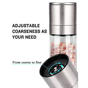 Gulex® Salt Grinder Pepper Grinder Pepper Mill, Salt Grinder Refillable, Adjustable Coarseness Black Pepper Grinder, Stainless Steel Sea Salt Shaker with Ceramic Rotor (1 pcs)
