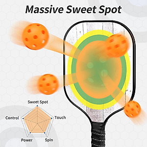 Pickleball Paddles Pickle Ball Set - Paddle Rackets Sets of 4 Pack Racket Pickleballs Equipment Gifts for Beginners Farmhouse KAI-ROAD