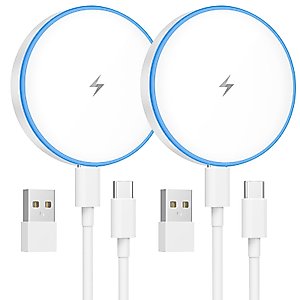MagSafe Charger 2 Pack 15W Magnetic Wireless Charger Fast Charging Pad Compatible with iPhone 16/15/14/13/12 Series & AirPods 3/2/Pro Magnetic MagSafe Charging Pad with Dual Charging Ports