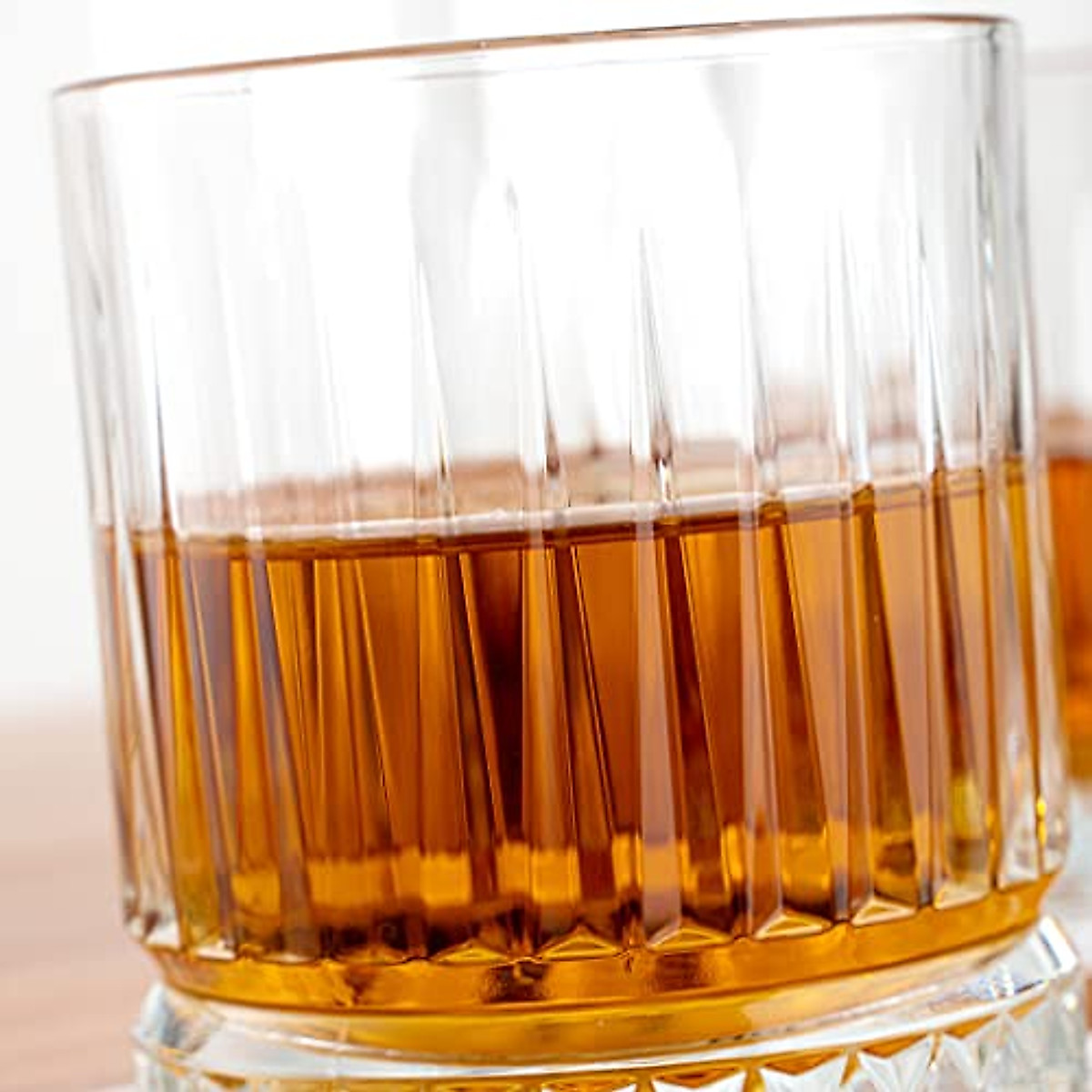 Restaurantware Elysia 12 Ounce Whiskey Glasses 12 Cut Rocks Glasses - Lead-Free Weighted Base Clear Glass Tumblers Dishwasher-Safe For Scotch Bourbon And Cocktails