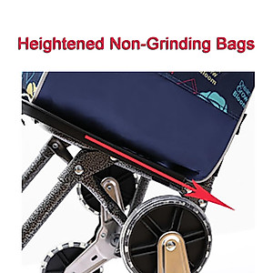 Hand Truck, Moving Cart With Wheels, Collapsible Grocery Cart，with Removable Bag And Rolling Personal Trolley,Standard (Color : Blue Strips)