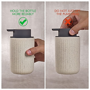 LALA DOLCE Foam Dispenser - Hand Pump Dispenser Beige Foaming Soap Dispenser Ceramic Dish Liquid Dispenser for Kitchen Bathroom Hand Wash Bottle (13.5oz/400ml Beige)