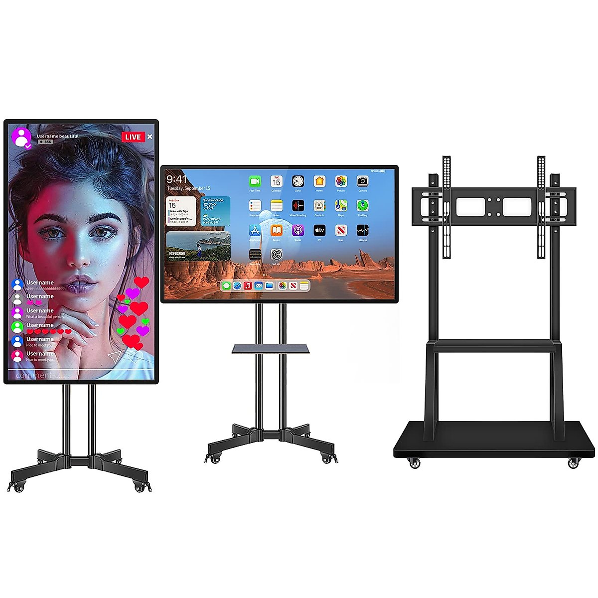 Smart Board, 43 Inch JYXOIHUB Interactive Whiteboard, Electronic Whiteboard, Screen Mirroring from Android and iOS for Live Streaming, for Advertising Display and Classroom(Board+Stand)