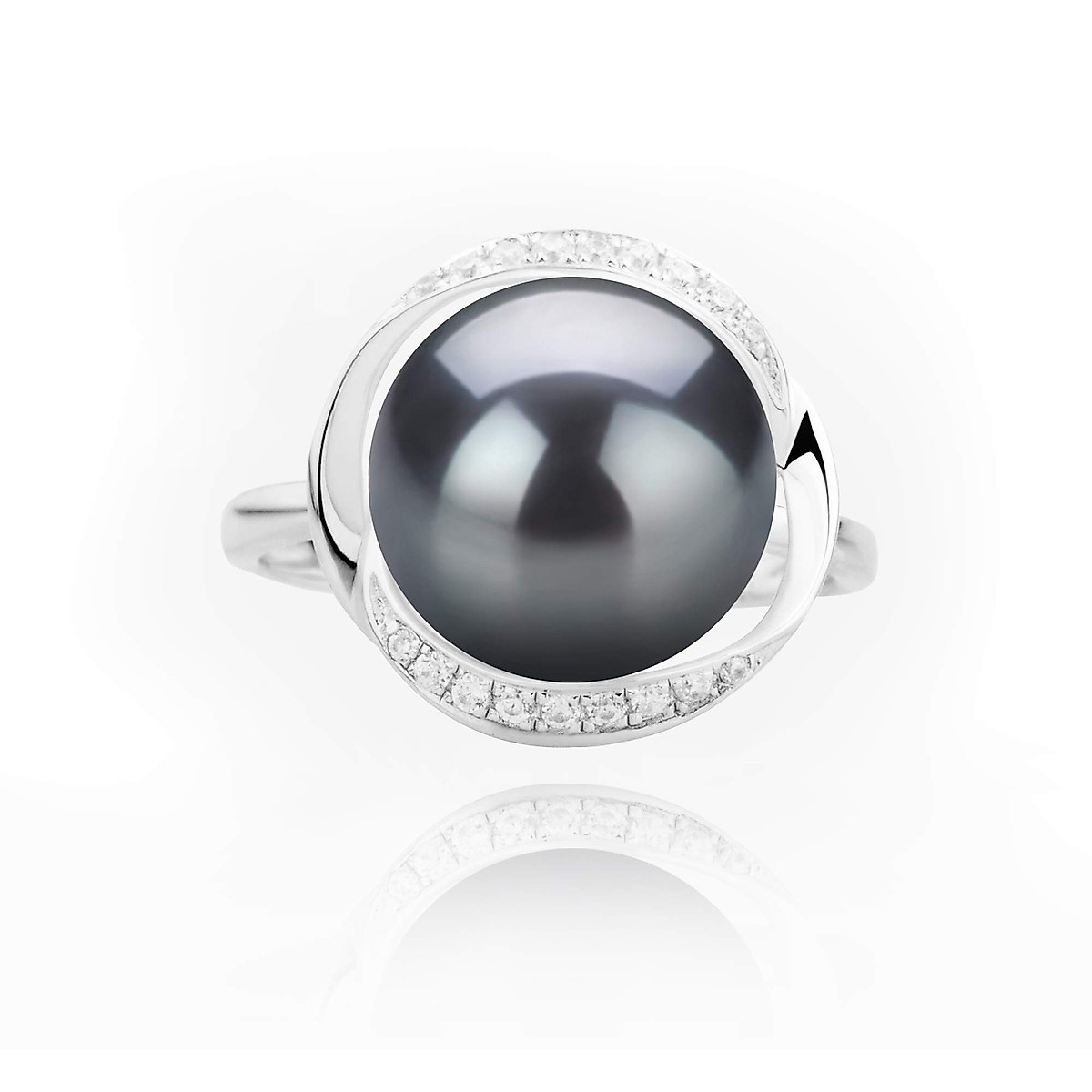 Wendy Black 11-12mm AAA Quality Freshwater 925 Sterling Silver Cultured Pearl Ring For Women - Size-6
