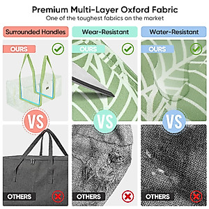 BALEINE Extra Large Storage Tote with Zippers & Carrying Handles, Heavy-Duty Oxford Fabric Moving Bags for Laundry, Space Saving, Storage, Antique Foliage