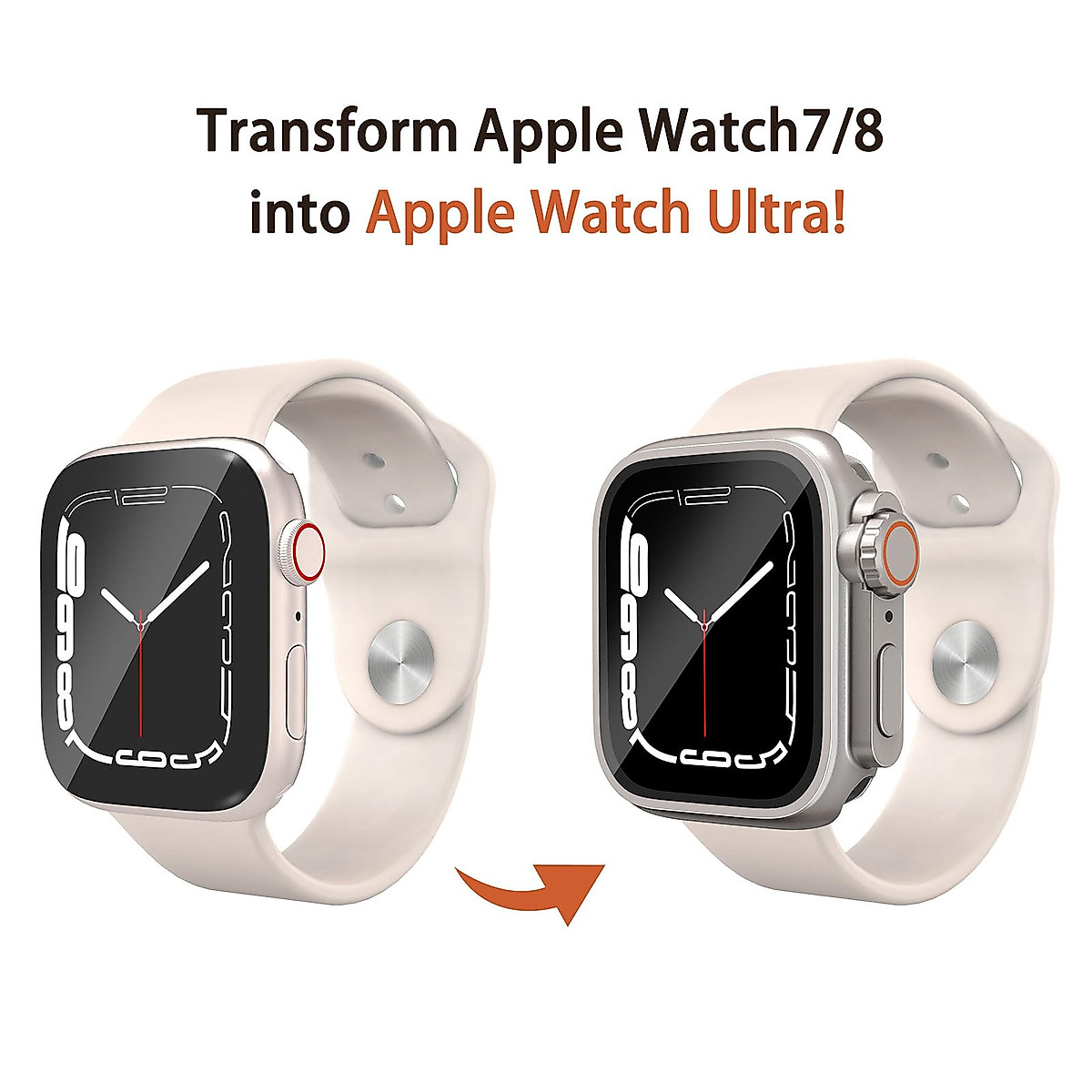 Yolovie 2 in 1 Waterproof Case Compatible for Apple Watch 45mm Screen Protector Series 9/8/7 [ Looks Like Ultra Style Case ] iWatch Tempered Glass Protective PC Back Cover Accessories 45mm, Titanium