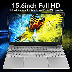 Zyyini Fingerprint Unlock Laptop, 15.6in 12GB RAM128GB ROM WiFi Laptop for Windows 10,Backlit Keyboard with Touchpad and Numeric Keypad,for Daily Use