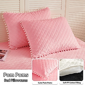 LIFEREVO Luxury Plush Shaggy Duvet Cover Set, Soft Velvet Fluffy Furry Duvet Cover Set(1 Faux Fur Fuzzy Comforter Cover + 2 Pom Poms Pillowcases) Solid Bedding Set, Zipper Closure(Full/Queen, Pink)