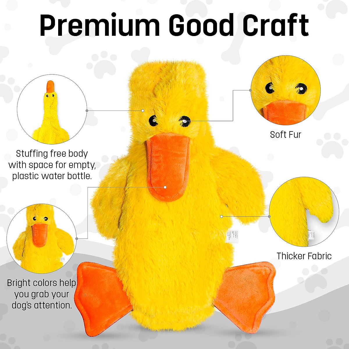 FGA MARKETPLACE Duck Flat NO Stuffing NO Squeak Plush Dog Toy, Funny Style Will Entertain Your Pet for Hours, Recommended for Small and Medium Dog 21 INCH Long