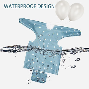 Little Dimsum Baby & Toddler Weaning Bib Coverall, Attaches to High chair, Waterproof Long Sleeve Feeding Smock Apron, Easy to Clean for Eating 6-36 Months (flower)