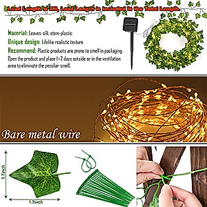 XSFANCYFUN Solar Vine String Light Outdoor Waterproof Artificial Vine Hanging Fairy Lights Fake Maple Ivy Leaf Green Rattan with 13FT/4M 20LED String Lights for Party Wedding Garden Aesthetic Decor