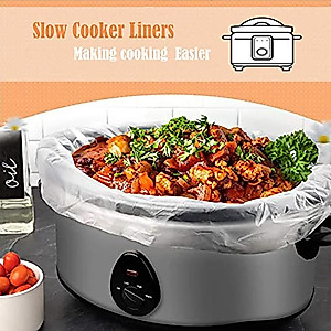 Valuetalk Slow Cooker Liners (50 Liners), 13" × 21" Crock Pot Cooking Bags, Fit 3QT to 8QT, Disposable Cooking Bags Suitable for Slow Cooker, Ovens, Oval & Round Pot, 1 Pack (50 Liners)