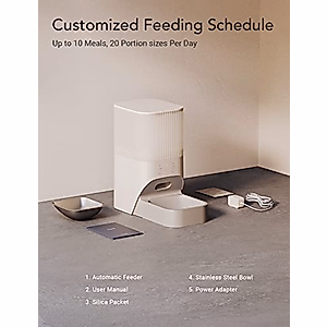 Nooie Pet Feeder, Smart Automatic Cat Feeder, 2.4GHz Wi-Fi, 3.8L Dry Food Dispenser, Portion Control, Low Food Detection, Real-Time Alerts, Clog-Free, Stainless-Steel Bowl, Suitable for Small Dogs