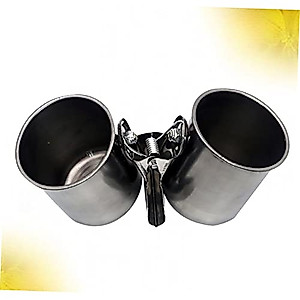 HANABASS 2pcs Birds Supplies Bird Feeding Bowl Parrot Feeder Bird Cage Feeding Cup Water Glasses Hummingbird Feeder Parrot Water Cup Hummingbirds Feeders Birds Cup Birds Feeding Bowl Silver