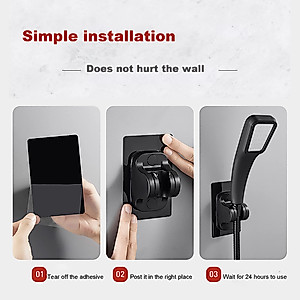 YICI Handheld Shower Bracket Shower Head Holder No Drilling Strong Adhesive Hand Shower Holder Angle Adjustable(Standard Black)