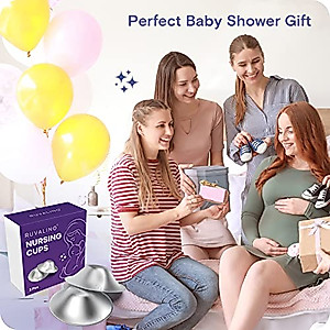 Original Silver Nursing Cups, RUVALINO® Breastfeeding Essentials Nipple Shields for Nursing Newborn, Nipple Cover for Breastfeeding, Healing Cups for Sore Nipple Relief, No Need Nipple Cream (Regular)