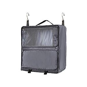 ELEZAY Hanging Packing Cubes Portable Closet 3-Shelf Travel Collapsible Compression Garment Organizer for Carry-on Luggage Suitcase Space Saver Bag XX-Large_No Side Pockets, Gray